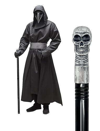 Skull Walking Cane Costume Prop – Metal Pimp Cane with Plague Doctor ...