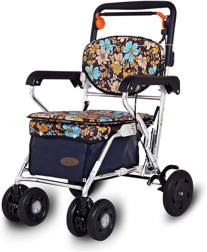 Walker Indoor Adult Four-Wheeled Walker, Shopping cart, Foldable ...