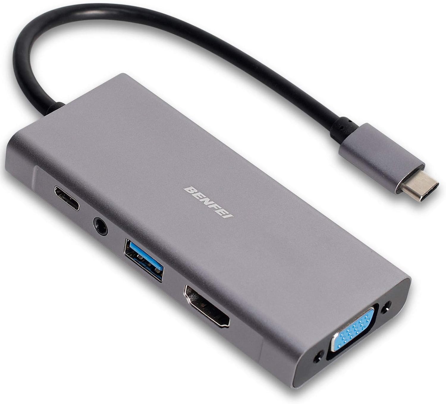 Benfei Hub USB C 5 en 1 avec 4 K HDMI VGA, USB 3.0, audio 3,5 mm et 60 ...
