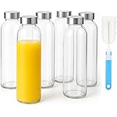 Amazon.com: Zukro Glass Water Bottles with Lids 24 oz, 3 Pack Reusable Juice Bottles With ...