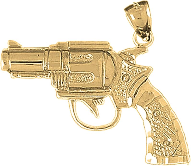 Amazon.com: Jewels Obsession 18K Revolver Gun Pendant | 18K Yellow Gold ...