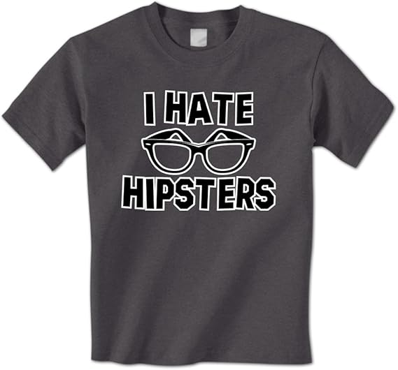 I Hate Hipsters - Hipster Glasses Brooklyn Funny Millennial Meme Mens T-Shirt (Medium Charcoal ...