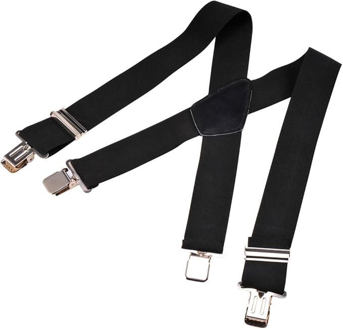 Black X-Back Suspender for Men Heavy Duty Clip Suspender Adjustable ...