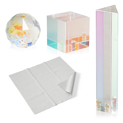 Meking Optical Prism Set, Triangular Prism Crystal Glass Cube for ...
