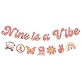 Amazon.com: Nine is A Vibe banner Groovy 9th Birthday Decorations ...