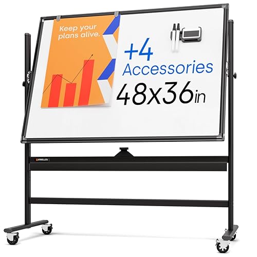 Rolling Dry Erase Board 24 x 48 - Large Portable Magnetic Whiteboard ...