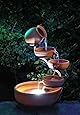 Solar Powered Terracotta Cascade Water Feature with LED Light and ...