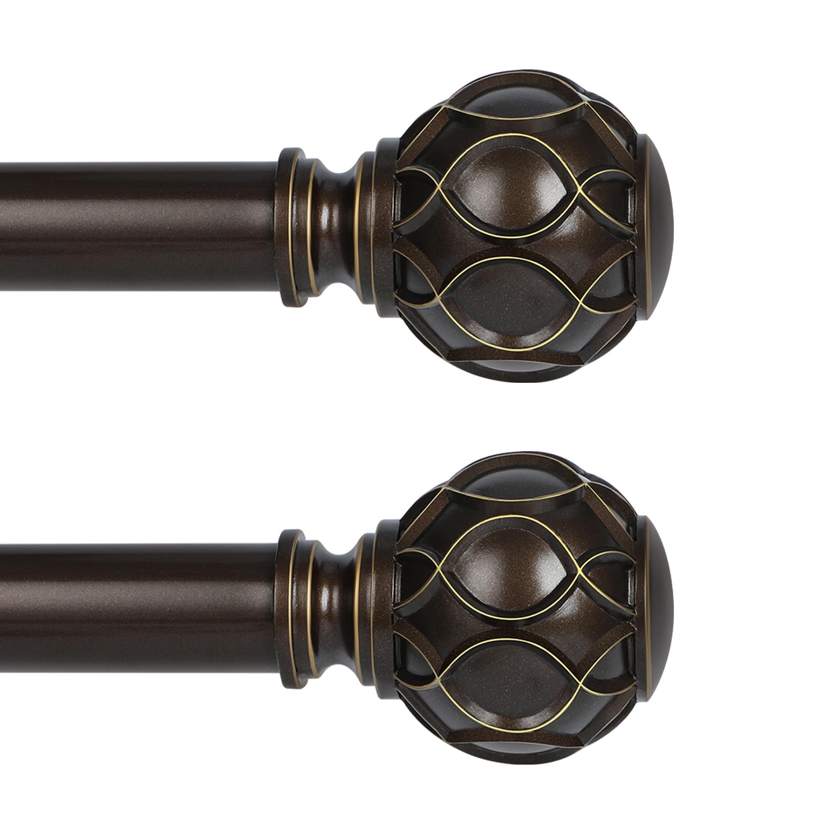 TANGWIN 2 Pack Bronze Curtain Rods for Windows 28 to 48 Inch(2.3-4Ft),1 ...