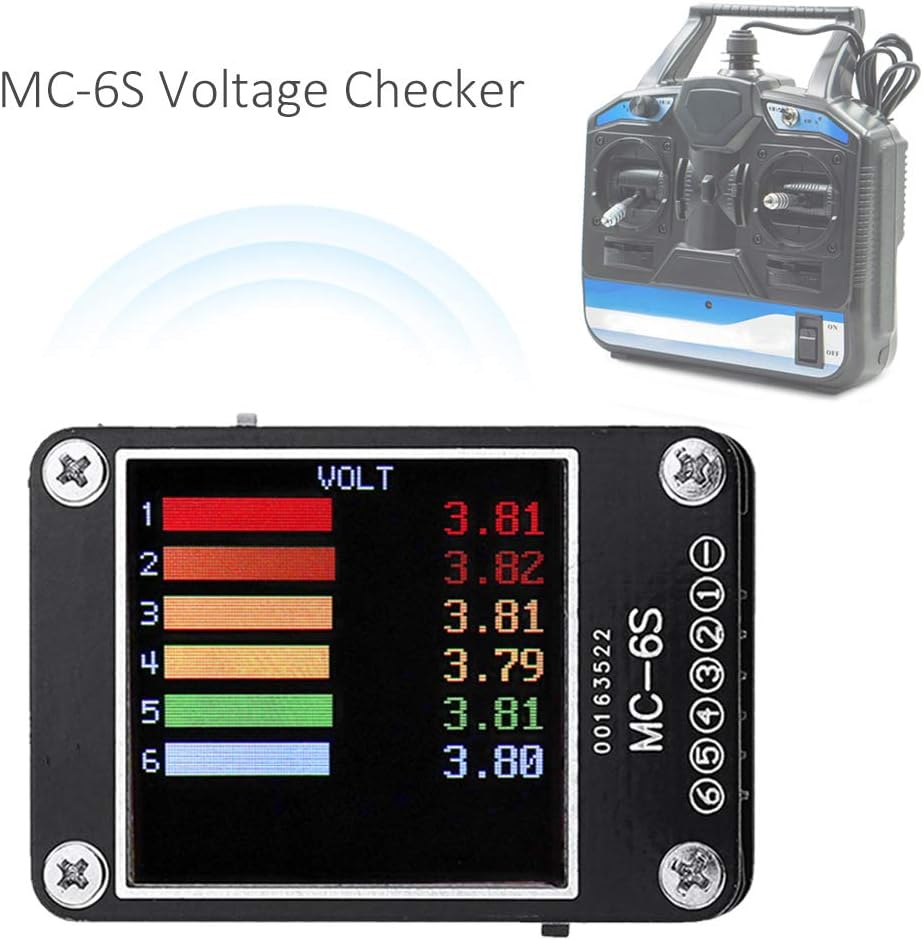 MC-6S Voltage Checker, 1‑6S Lipo Battery Voltage Checker Receiver ...