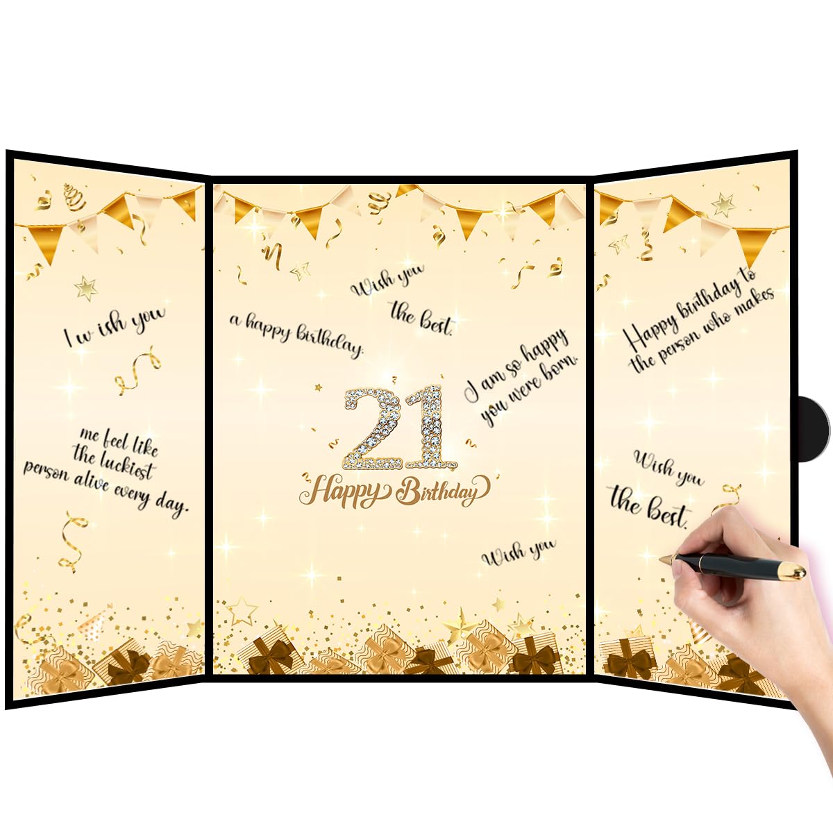cidobi 21st Birthday Signature Book, Black Gold Birthday Guest Book ...