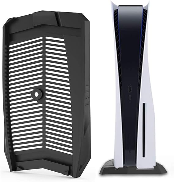 Black Vertical Stand for PS5 UHD Console, Built-in Air Vents and Non ...