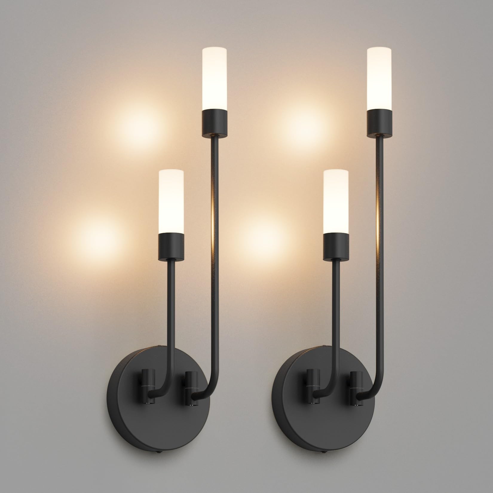 Tipace Black Modern LED Wall Sconce Hardwired Wall Lights Set of 2 ...