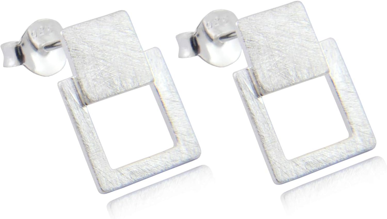 Nature Rebel Ohrring Stecker 925 Sterling Silber gebürstet eckig ...