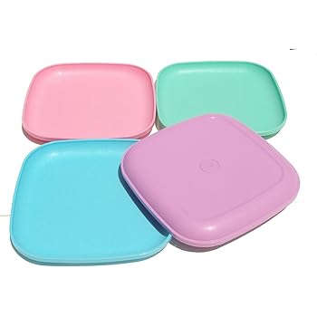 Amazon.com | Vintage Tupperware 8 Inch Square Luncheon Plates in ...