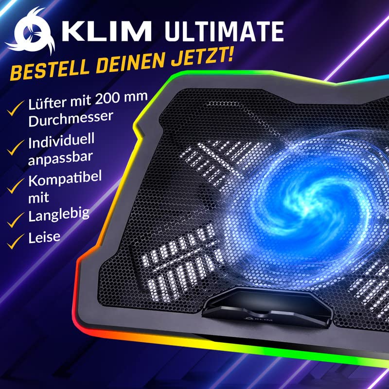 KLIM Ultimate + Almohadilla de refrigeración para portátil RGB con ...