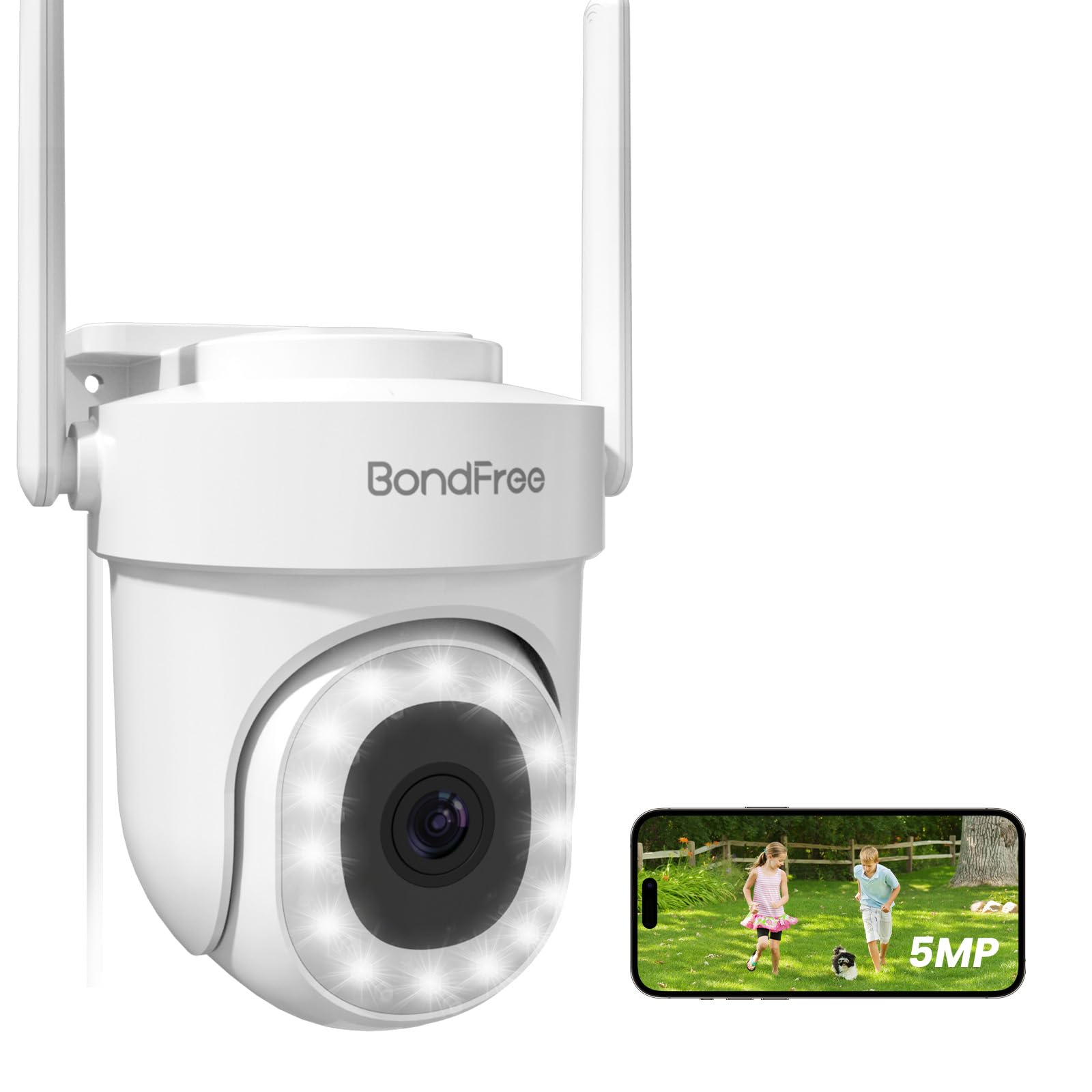 BondFree 5MP Security Camera Outdoor 2.4/5G WiFi Cameras for Home ...