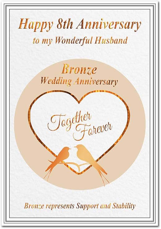 8th Wedding Anniversary Cards Bronze Eight 8 Year Unique Happy 8th-wedding-anniversary-cards-bronze-eight-8-year-unique-happy