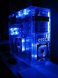 Amazon.com: 11-Bay ATX Transparent Blue Computer Case with 3 LED Fans ...