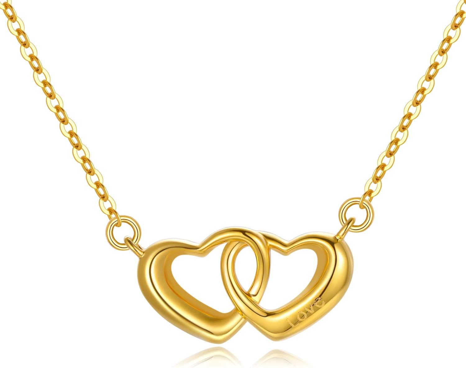 Amazon SISGEM 18k Gold Double Heart Necklace For Women Engraved Amazon SISGEM 18k Gold Double Heart Necklace For Women Engraved