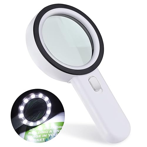 Magnifying Glass 30X, Large Magnifier with Light, LED Illuminated ...