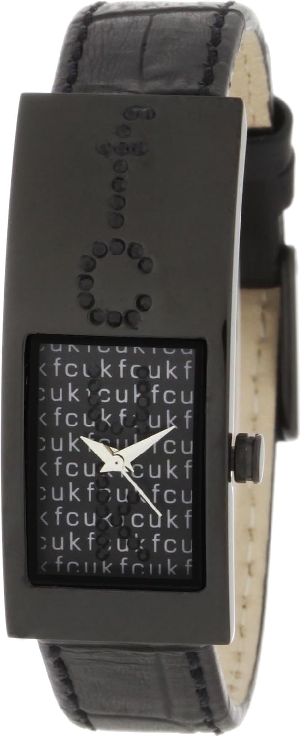 FCUK Stainless Steel Ladies Black Leather Strap Watch: French ...