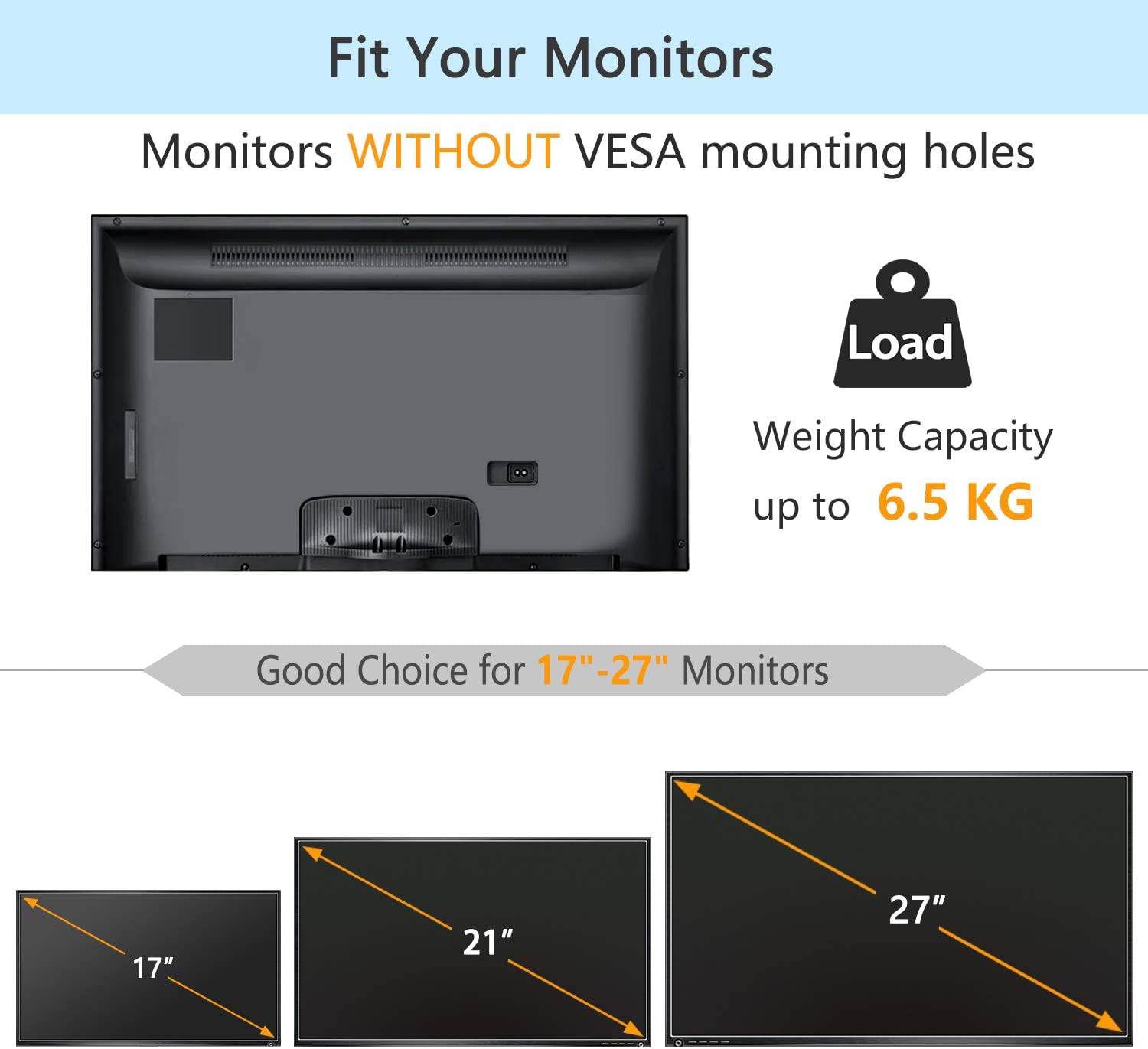 HUANUO Non-VESA Adapter Monitor Arm Mounting Kit for 17″ – 27″ LED LCD ...