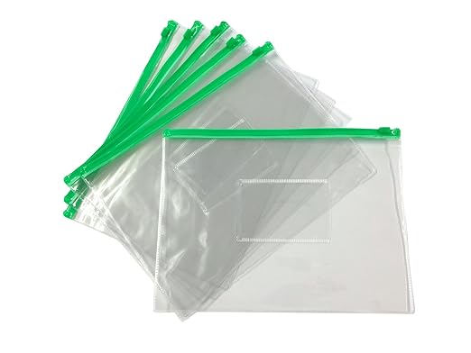 Pack of 12 A5 Green Zip Zippy Bags - Document Clear Plastic Transparent ...