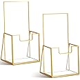 Amazon.com : Fuyoooo 2 Pcs Gold Glass Brochure Holder Stand 4 Inch ...