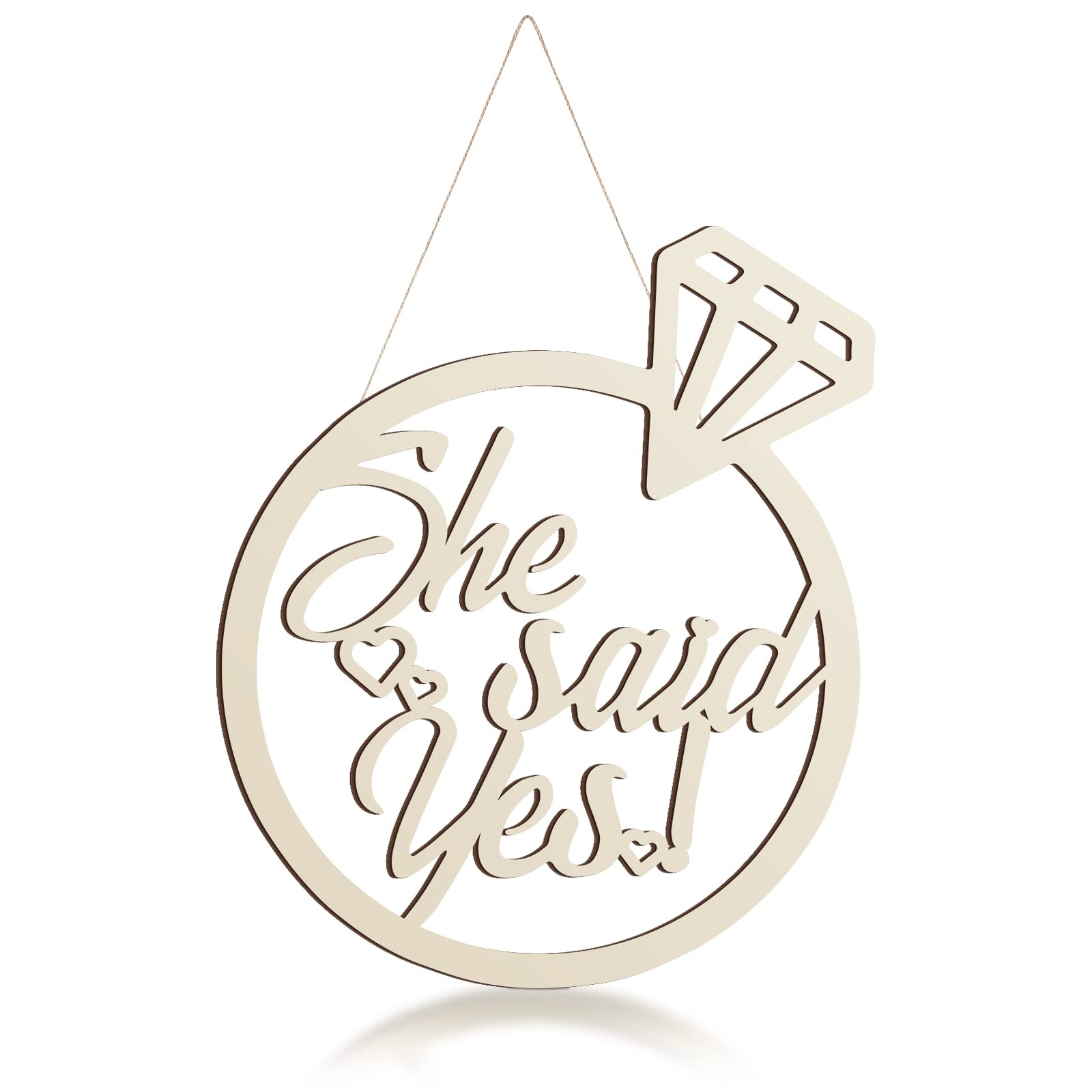 Youyole She Said Yes Wooden Sign 13.78'' x 11.22'' Diamond Ring Wood ...