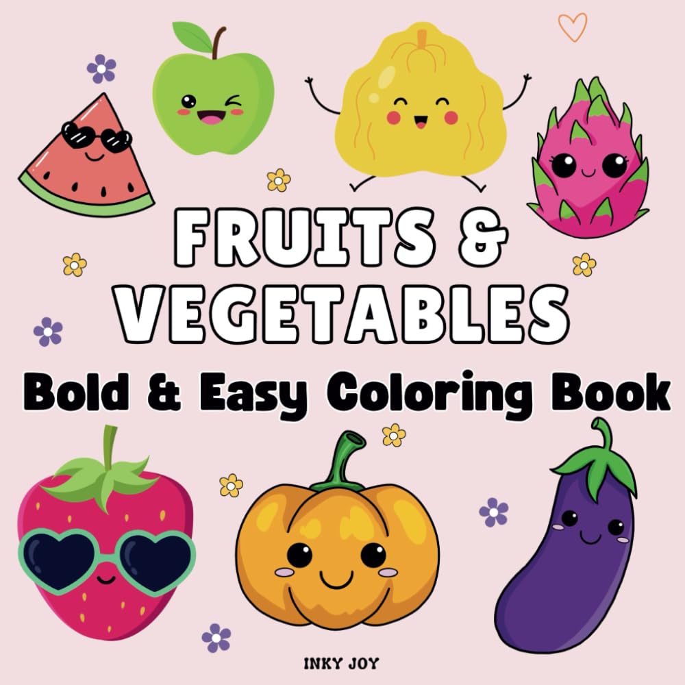 Mua Fruits and Vegetable: Bold and Easy Coloring Book For Adults, Kids ...