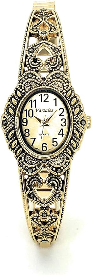Ladies Elegant Oval Marcasite Stretch Elastic Band Fashion Watch ...