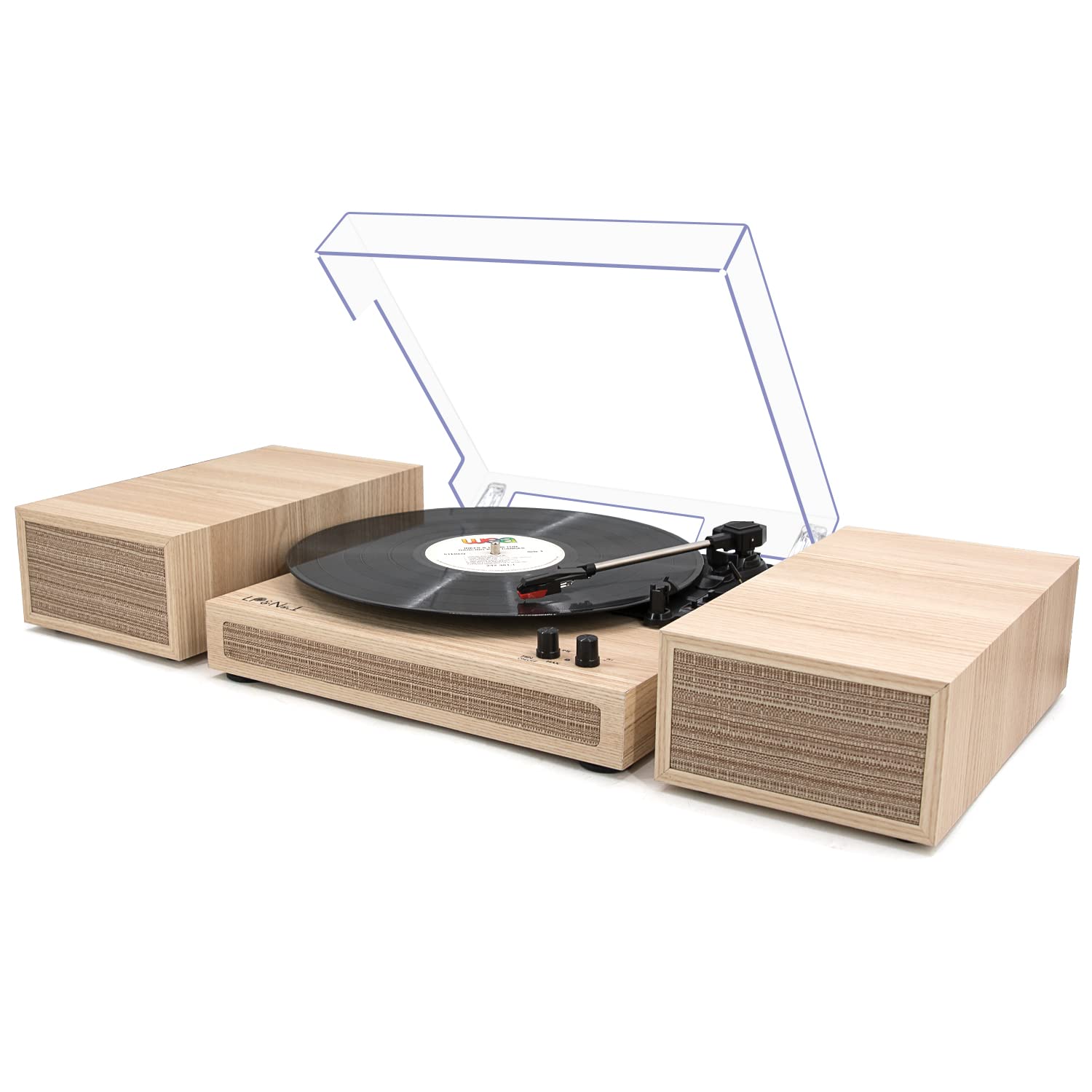 LP&No.1 Record Player, Wireless Turntable with Stereo Bookshelf Speakers,Vinyl Record Player ...
