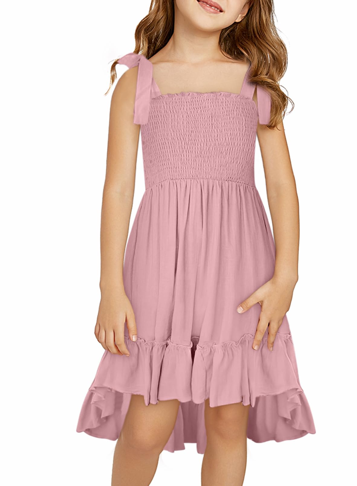 blibean Tween Girl Summer Dress Kid Strap Sundress Preteen Solid Boho ...