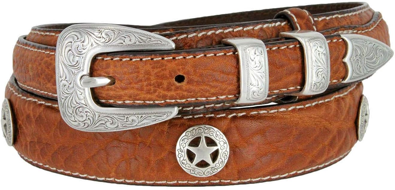 Excellent Belt - Western Silver Engraved Texas Ranger Star Genuine ...