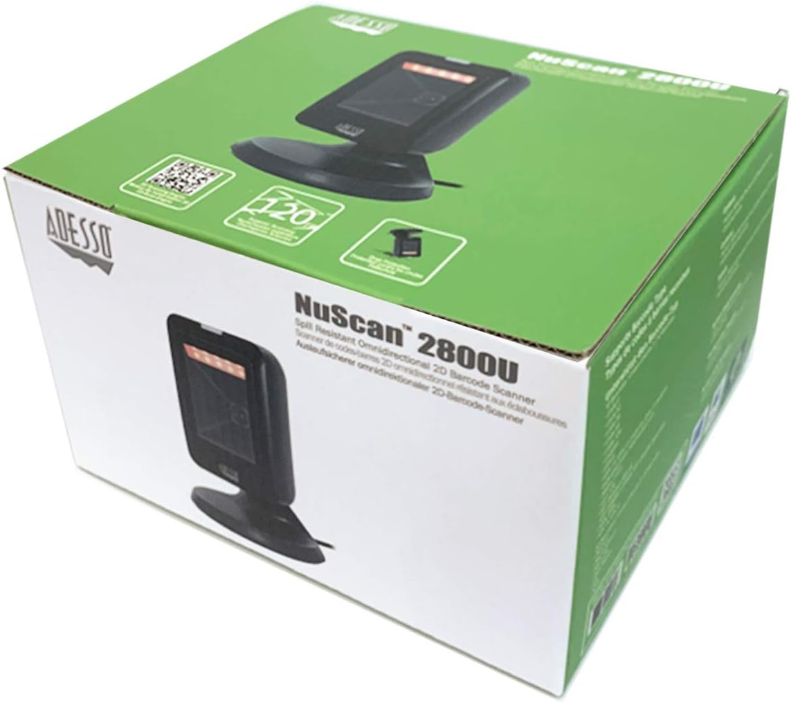 Adesso NuScan 2800U Omnidirectional 2D Desktop Barcode Scanner USB POS ...