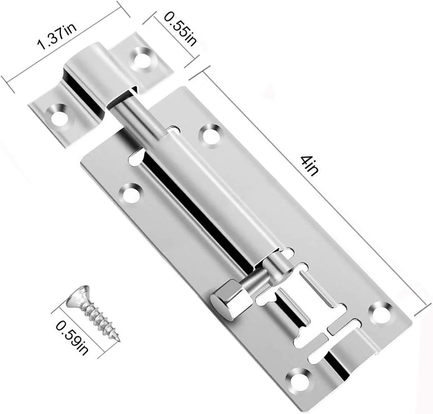 Door Bolts, 3 Pack 4 Inch Stainless Steel Latch Sliding Door Lock Bolts ...