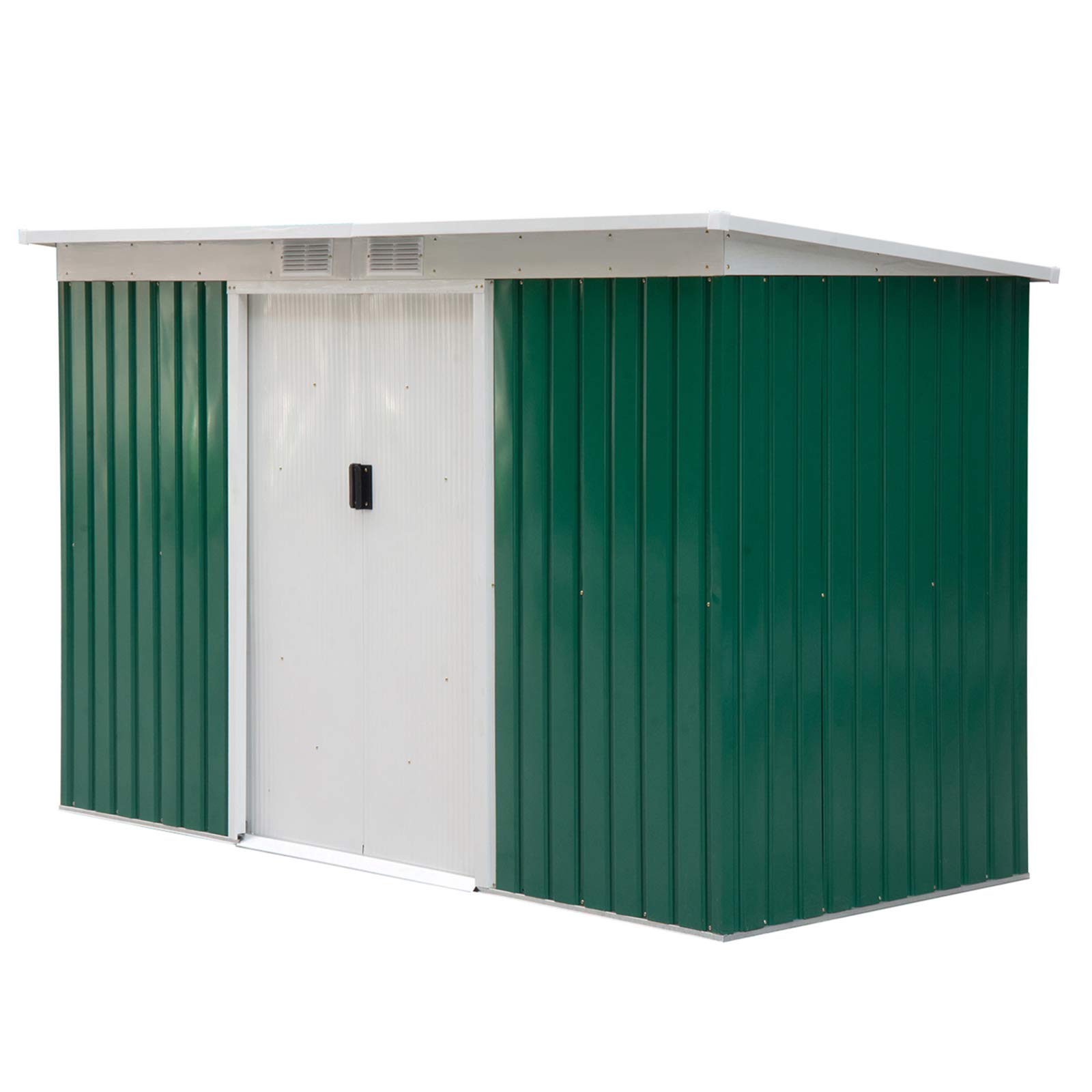 Outsunny 9ft x 4ft Corrugated Garden Metal Storage Shed Outdoor ...