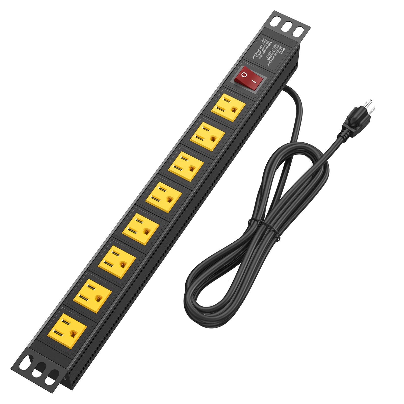 BTU Power Strip Surge Protector Rack-Mount PDU, 8 Right Angle Outlets ...