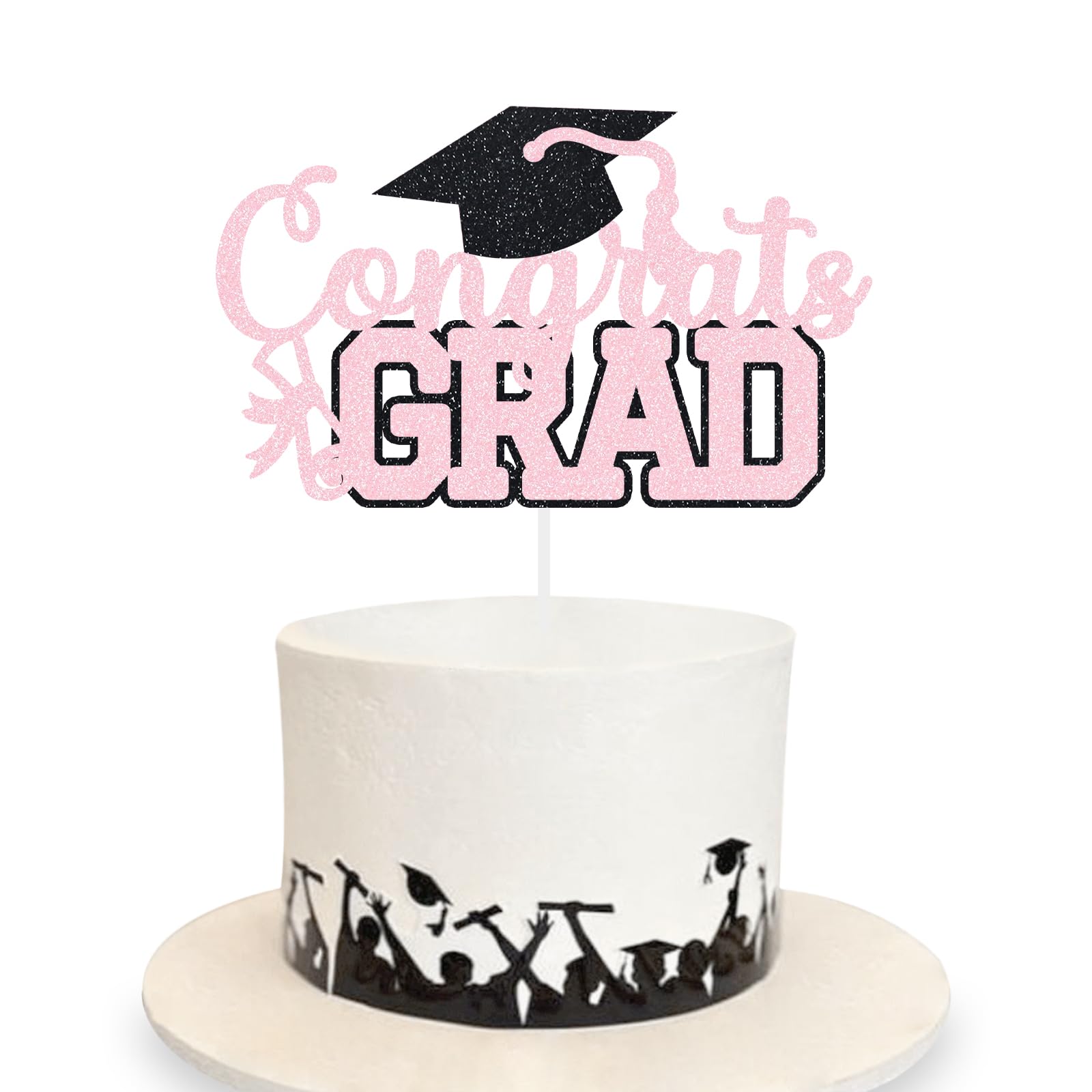 Congrats Grad Cake Topper Graduation Party Table Ideas Glitter Junior ...