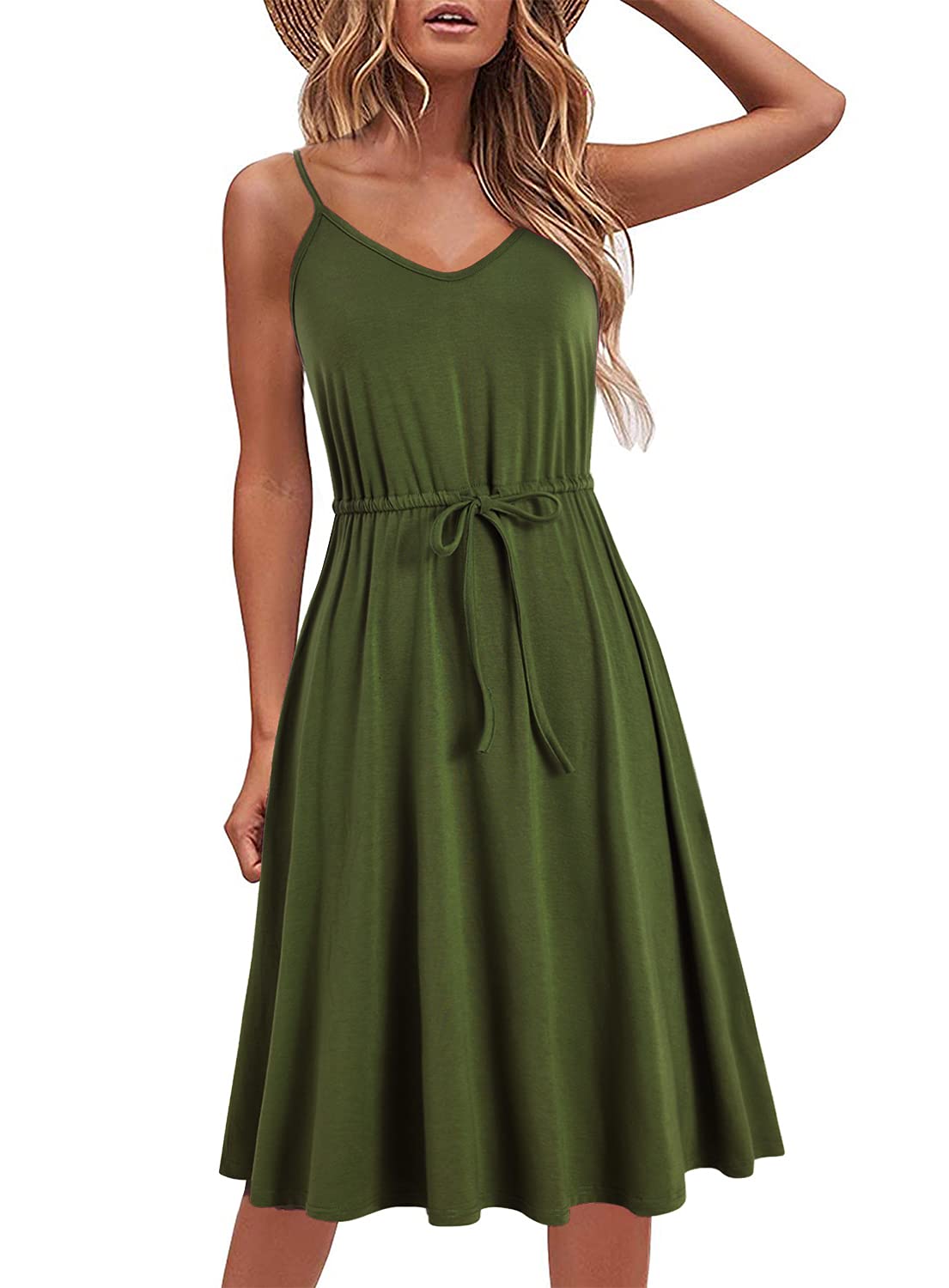 HELYO Women's Casual Dresses Summer Cotton Sleeveless Spaghetti Strap ...