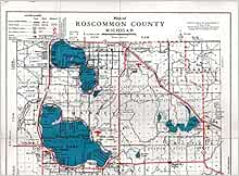 MAP: "Map of Roscommon County, Michigan": Houghton Lake Resorter ...