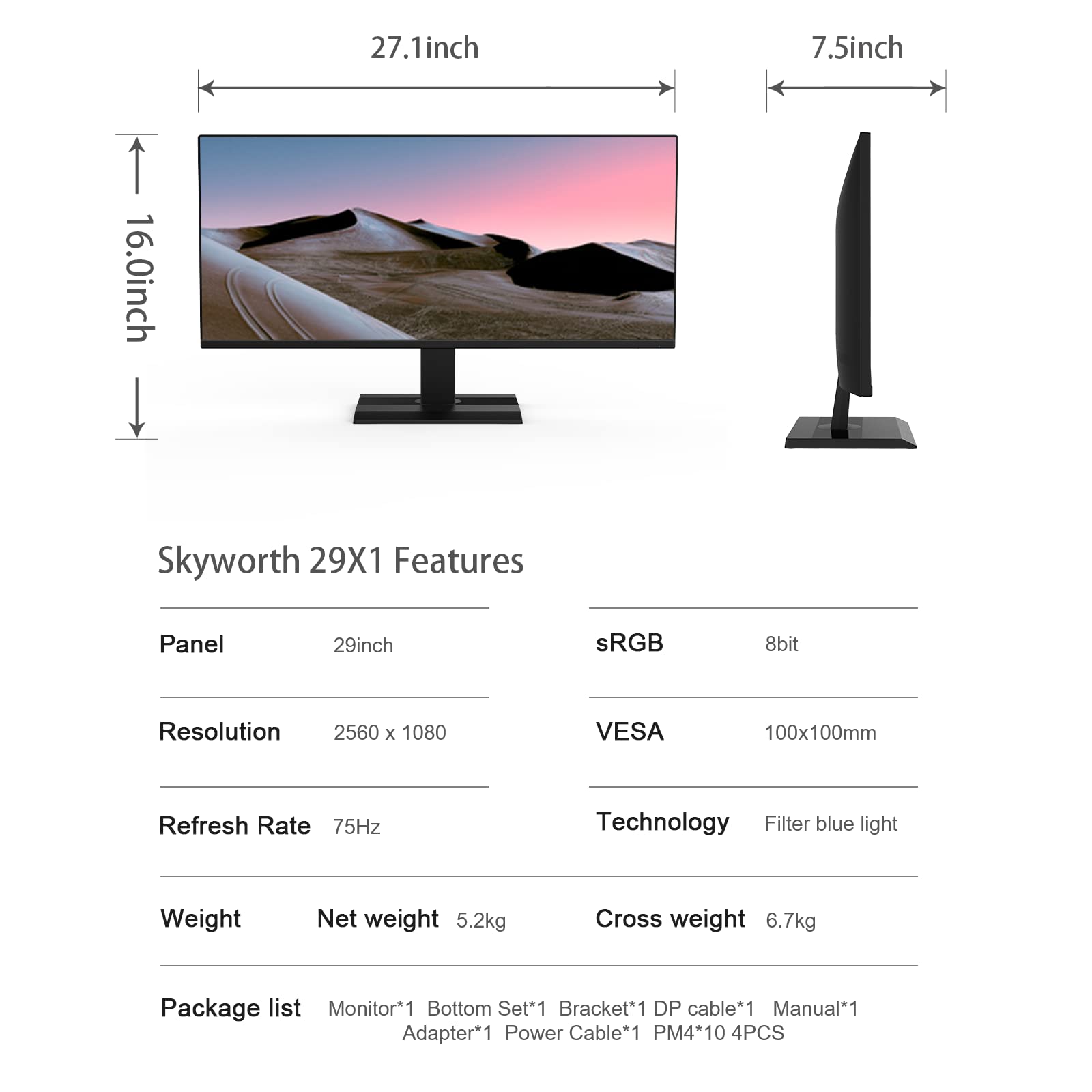 Mua Skyworth 29 inch Monitor, IPS Screen FHD 2560 x 1080 75Hz ...
