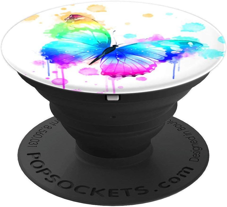 Amazon.com: Rainbow coloured butterfly PopSockets Grip and Stand for ...