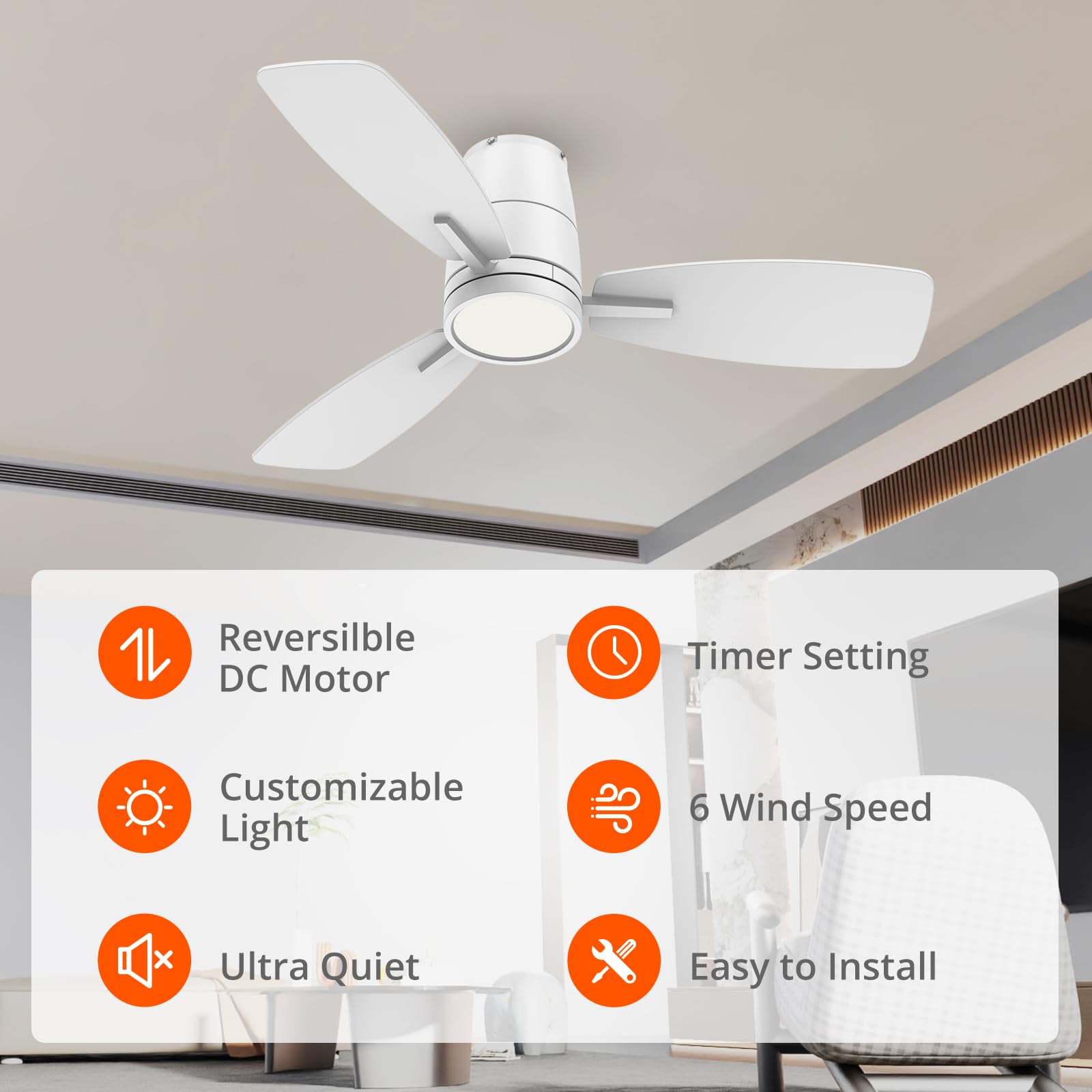 Mua TALOYA 42inch Ceiling Fans with Lights and Remote Control, Quiet DC ...