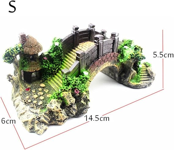 LOOKING IN Aquarium Colorful Bridge for Fish Tank Cave Landscape Small ...