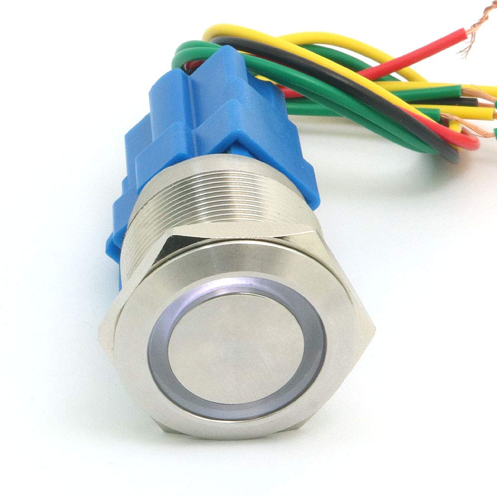 White WINGONEER 25mm Momentary Switch Push Button Switch 12V DC Angel ...