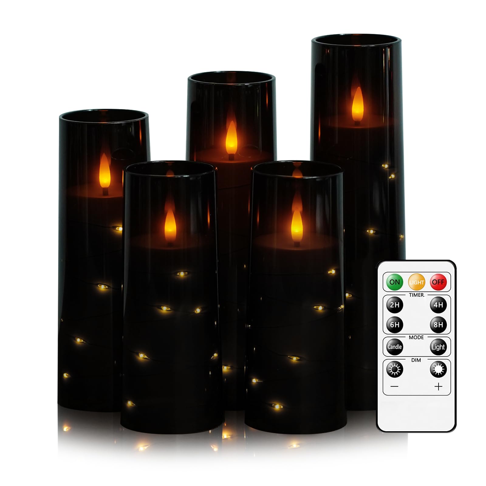 kakoya Flameless LED Candles with Timer 5 Pc Flickering Flameless Candles for Romantic Ambiance ...