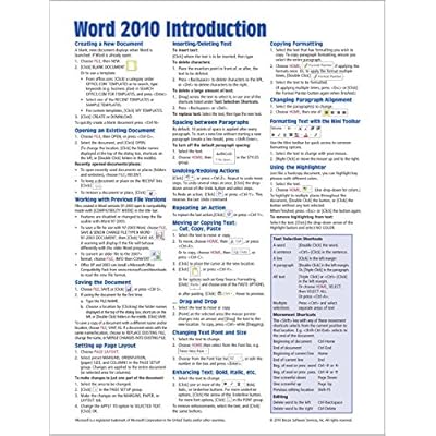 Buy Microsoft Word 2010 Introduction Quick Reference Guide (Cheat Sheet of Instructions, Tips ...