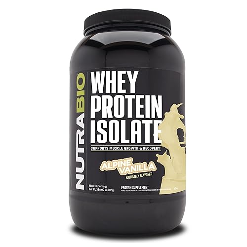 NutraBio 100% Whey Protein Isolate Protein Powder, 25g Protein with ...