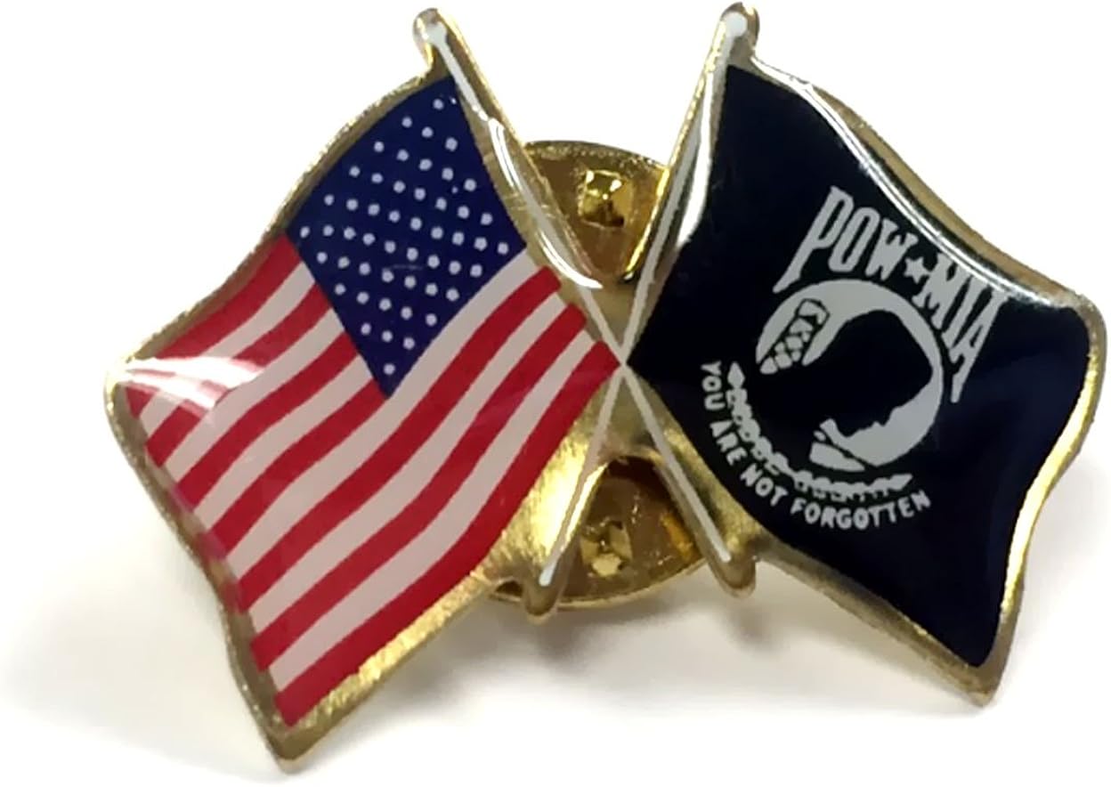 Amazon.com: POW/MIA Lapel Pin crossed with American Flag, double waving ...